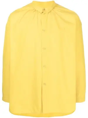 TOOGOOD Gathered Long-sleeve Linen Shirt - Yellow