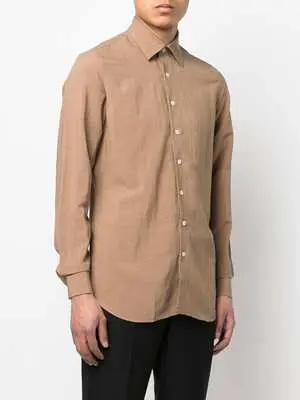 LARDINI Long-sleeved Button-up Shirt - Brown