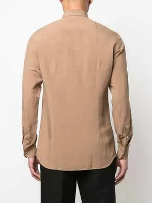 LARDINI Long-sleeved Button-up Shirt - Brown