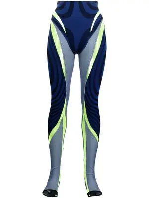 PAOLINA RUSSO Panelled Ribbed Leggings - Blue