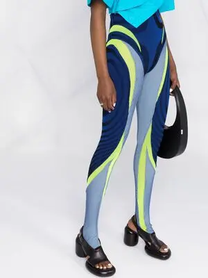 PAOLINA RUSSO Panelled Ribbed Leggings - Blue
