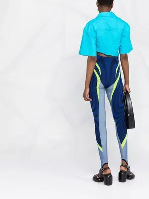 PAOLINA RUSSO Panelled Ribbed Leggings - Blue
