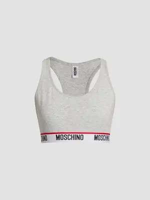 Moschino Core Logo-hem Sports Bra Grey