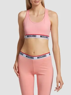 Moschino Core Logo-hem Sports Bra - Pink
