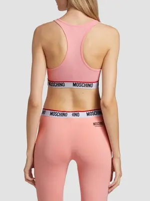 Moschino Core Logo-hem Sports Bra - Pink