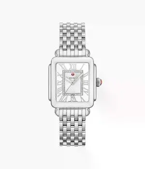 Michele Deco Madison Mid Diamond Dial Watch - Silver