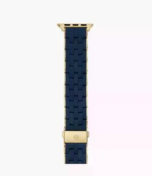 Michele Michele Gold-Tone And Silicone Bracelet Band For Apple Watch Blue