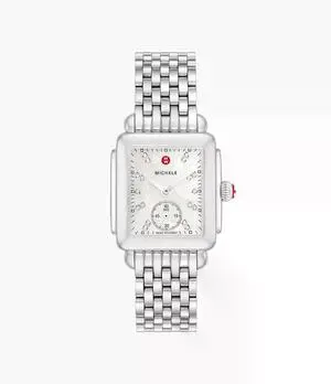 Michele MICHELE Deco Mid Diamond Dial Watch Silver