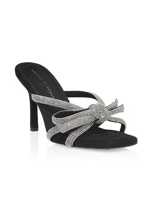 LOEFFLER RANDALL Bow Embellished Suede Mules