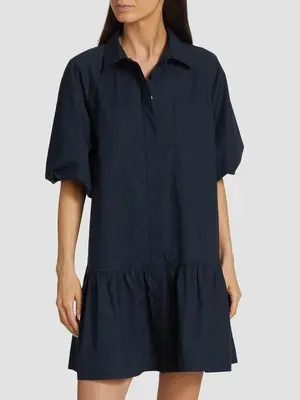 Simkhai Crissy Cotton Poplin Mini Shirtdress - Midnight