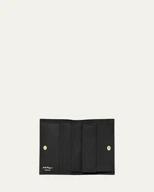 FERRAGAMO Gancini French Leather Wallet - Black