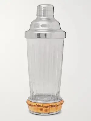LORENZI MILANO Glass, Bamboo And Stainless Steel Cocktail Shaker - Silver