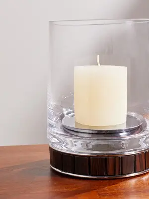 LORENZI MILANO Ebony And Glass Candle Holder