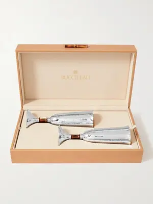 Buccellati Tahiti Sterling Silver, Gold-plated And Bamboo Flute Set - Brown