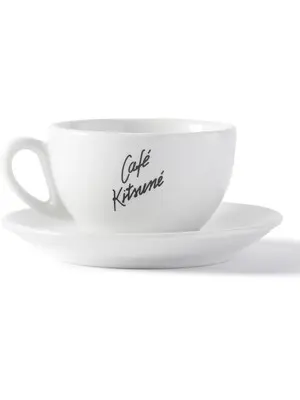 Café Kitsuné Medium Logo-print Ceramic Cup And Saucer Set