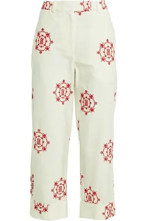 Simone Rocha Cropped Broderie Anglaise Cotton Straightleg Pants - Ivory