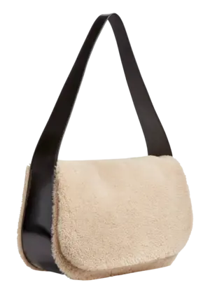 PETER DO Dumpling Medium Shearling Shoulder Bag - Bone/black