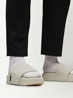 Y3 Leather And Suede Slides - Grey