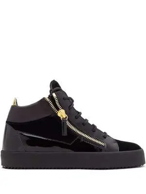 GIUSEPPE ZANOTTI Kriss Velvet Mid-top Sneakers - Black