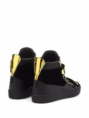 GIUSEPPE ZANOTTI Coby Velvet Double-straps Mid-top Sneakers - Black