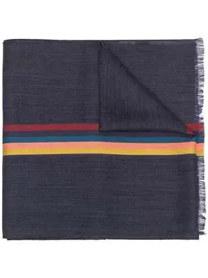 Paul Smith Striped Virgin Wool-blend Scarf - Blue