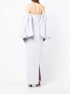 BAZZA ALZOUMAN Off-shoulder Puff-sleeve Gown