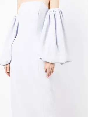 BAZZA ALZOUMAN Off-shoulder Puff-sleeve Gown