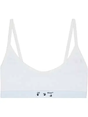 Off-White Logo-tape Ribbed Bralette - White