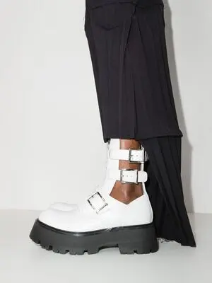 Alexander McQueen Rave Leather Boots - White