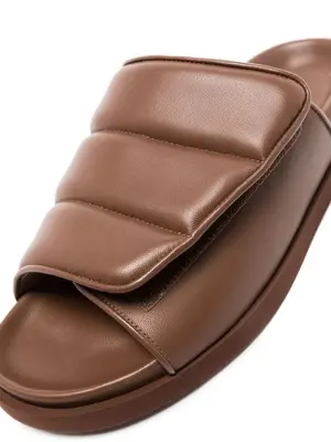 GIABORGHINI Padded Leather Slides - Brown