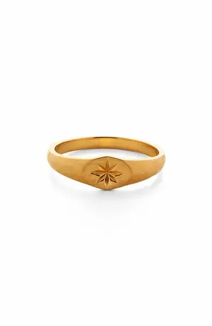 Monica Vinader Guiding Star Signet Ring - 18ct Gold Vermeil On Silver
