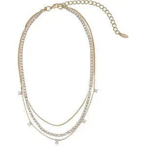 Ettika Crystal & Chain Link Necklace Set - Gold
