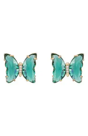 Ettika Butterfly Stud Earrings - Green