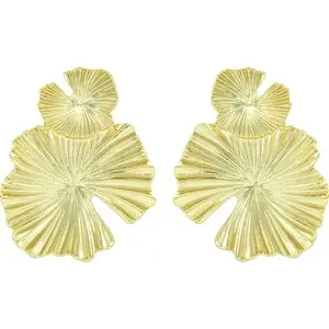 PANACEA Sunburst Deco Drop Earrings - Gold