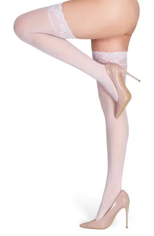 LECHERY® 20 Denier Thigh High Stockings - White