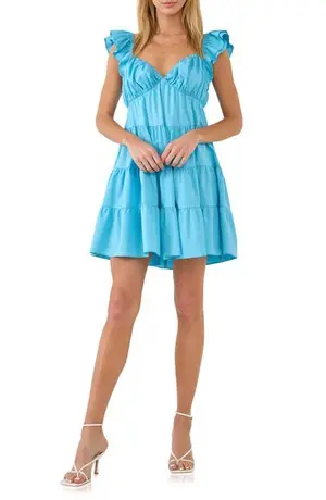 Endless Rose Ruffle Sweetheart Mini Dress - Aqua