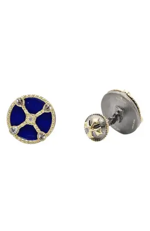 Armenta White Diamond & Sapphire Royal Cuff Links - Blue