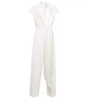 ROKSANDA Bridal Cape-detail Wool Jumpsuit - White