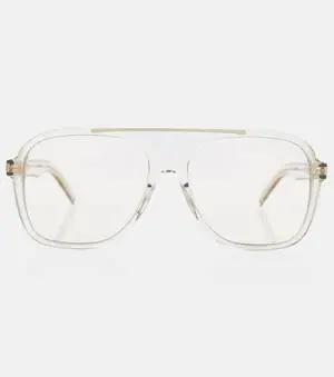 Saint Laurent Aviator Acetate Sunglasses Neutrals