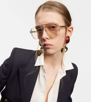 Saint Laurent Aviator Acetate Sunglasses - Transparent