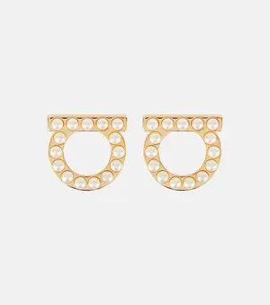 FERRAGAMO Gancio Faux Pearl-embellished Earrings - Gold