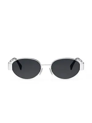 Celine Triomphe 54mm Oval Sunglasses Shiny Palladium