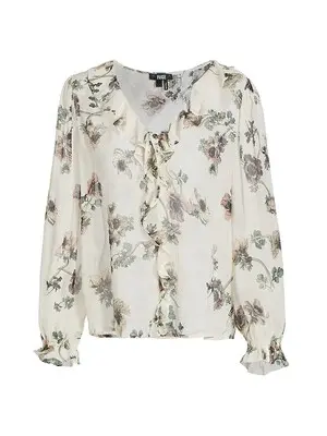 Paige Women's Karin Floral Ruffle Top - White Multi  - White Multi
