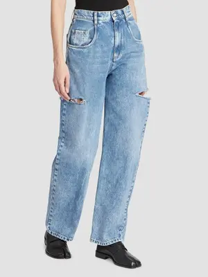 MAISON MARGIELA Wide-leg Slashed Cut-out Jeans - Medium Blue