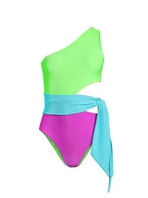 Beach Riot Women's Carlie One-Piece Swimsuit - Black White Cool Fluorecents