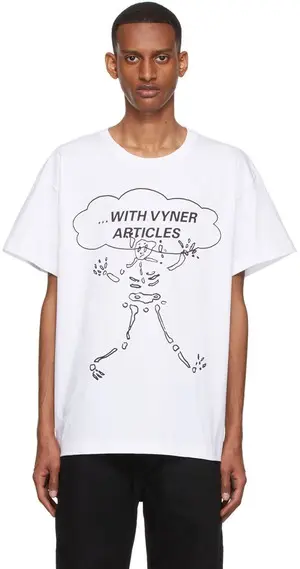 VYNER ARTICLES Vyner Articles White Organic Cotton T-Shirt - White/black