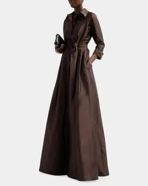 Rickie Freeman For Teri Jon Taffeta Gown - Espresso