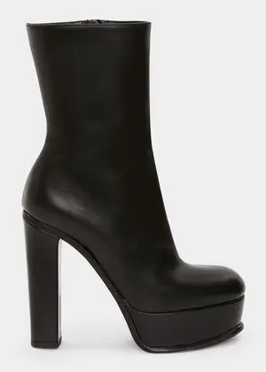 Alexander McQueen Lux Calfskin Platform Ankle Booties - Black