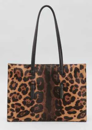 Alaïa Mina Small Leopard Flat Tote Bag - Brun Sepia