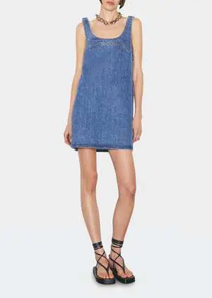 FRAME Micro Flare Denim Mini Dress